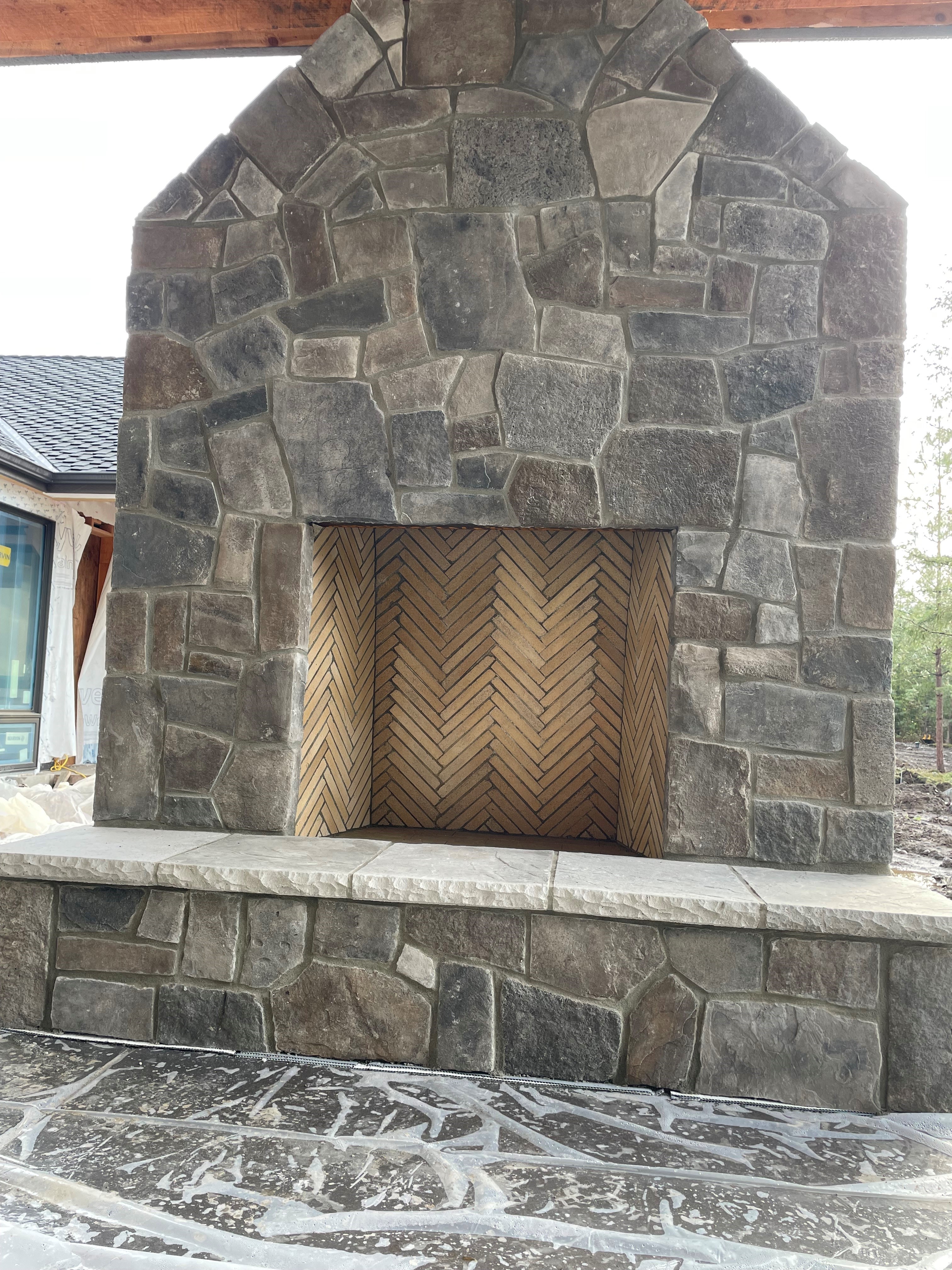Cultured Stone Outdoor Woodburning Fireplace